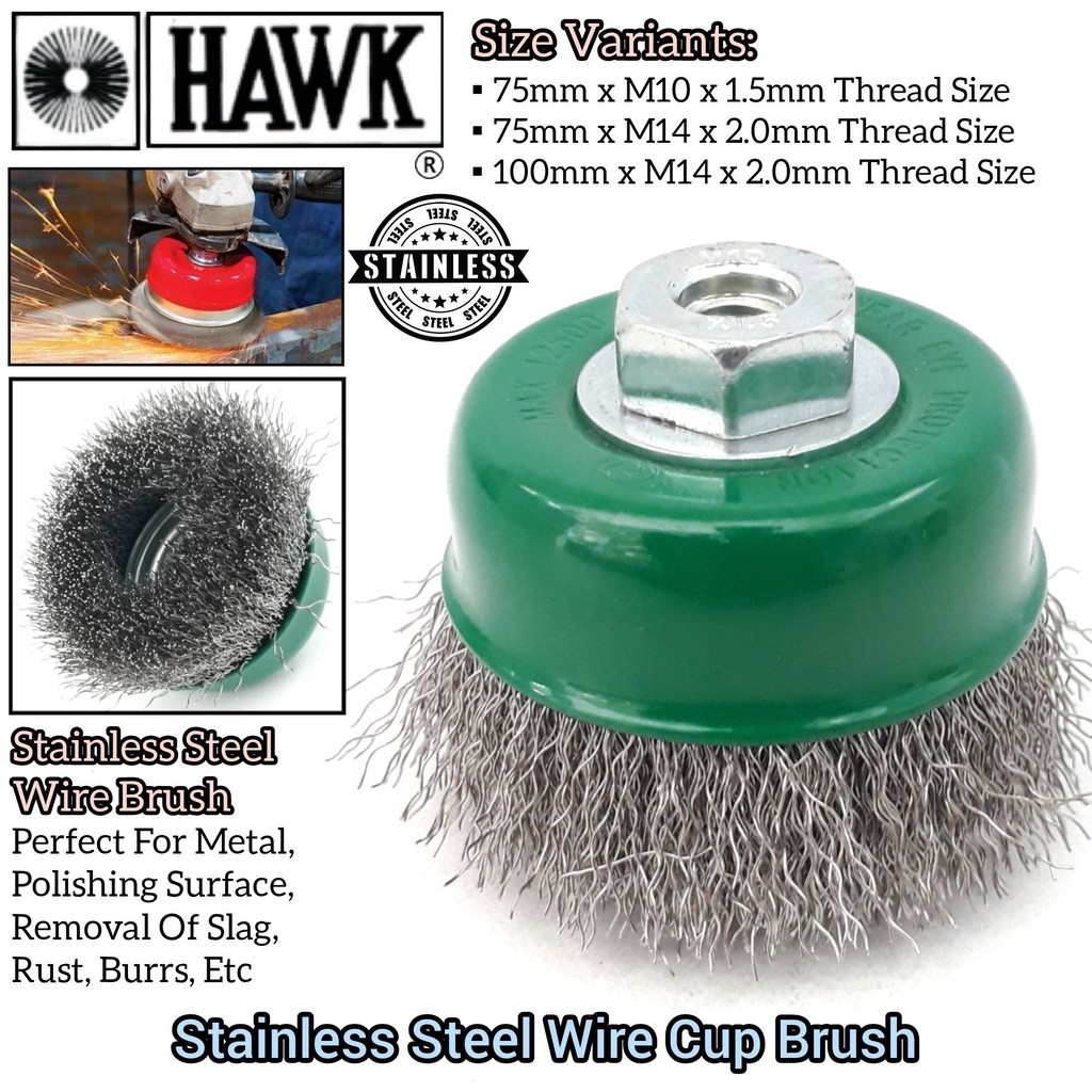 Hawk Super Heavy Duty Stainless Steel Wire Cup Brush For Metal Surface ...