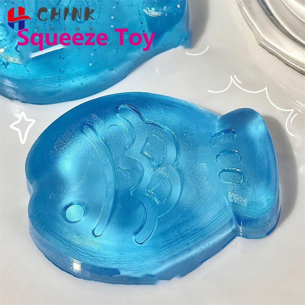 CHINK Squeeze Toy, Ice Block Cat Fidget Toy, Kawaii Fish Transparent ...