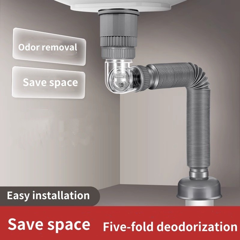 Bathroom Washbasin Down Pipe, Anti-odor Adjustable Drain Pipe, Space ...
