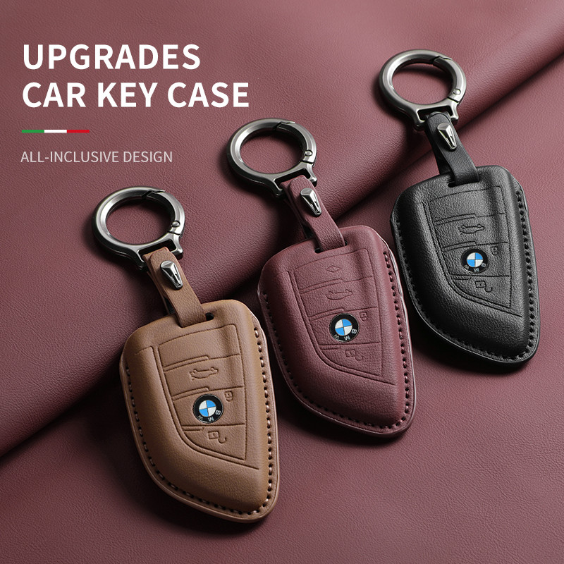 For BMW Leather Car Key Case Cover Remote Key Fob Casing for 1 3 5 7 ...