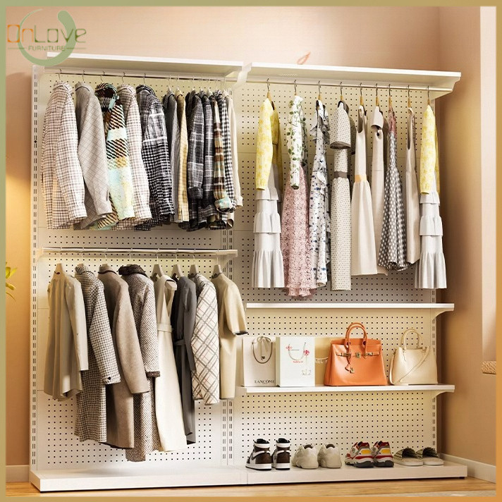Wardrobe Bedroom Wire-Wrap Board Open Cloakroom Shelf Iron Metal ...