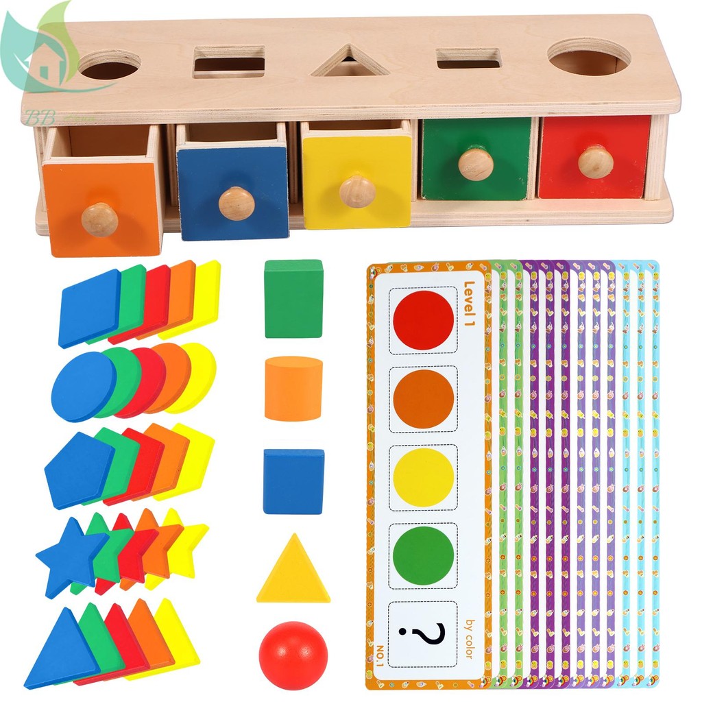 Montessori Color Shape Sorting Toy Wooden Color Shape Sorting Box ...