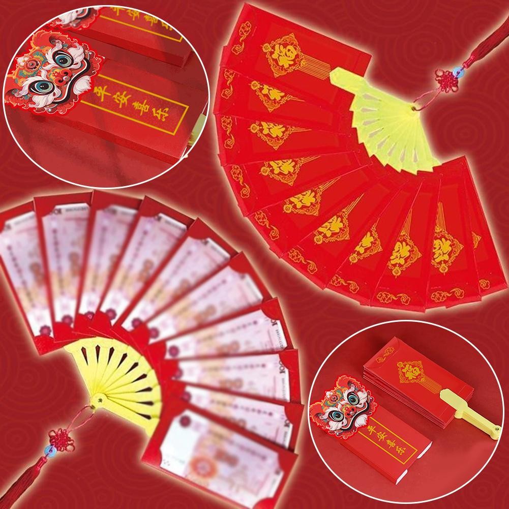 Creative Fan Shape Angpao Spring Festival Red Envelope CNY Pocket Red ...
