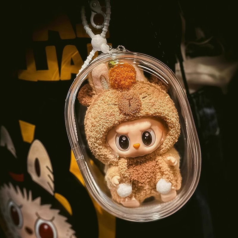 Cartoon Labubu V2 V3 Cover 15cm Labubu Doll Display Bag PVC Transparent ...