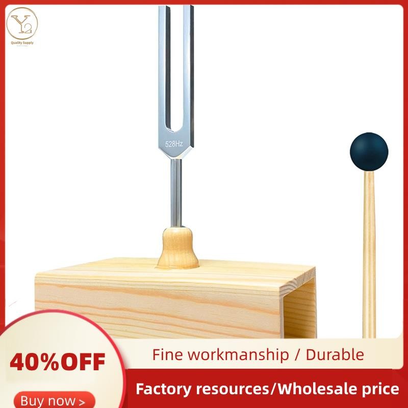 528Hz Tuning Fork with Resonance Box with Resonance Box Silver & Wood ...