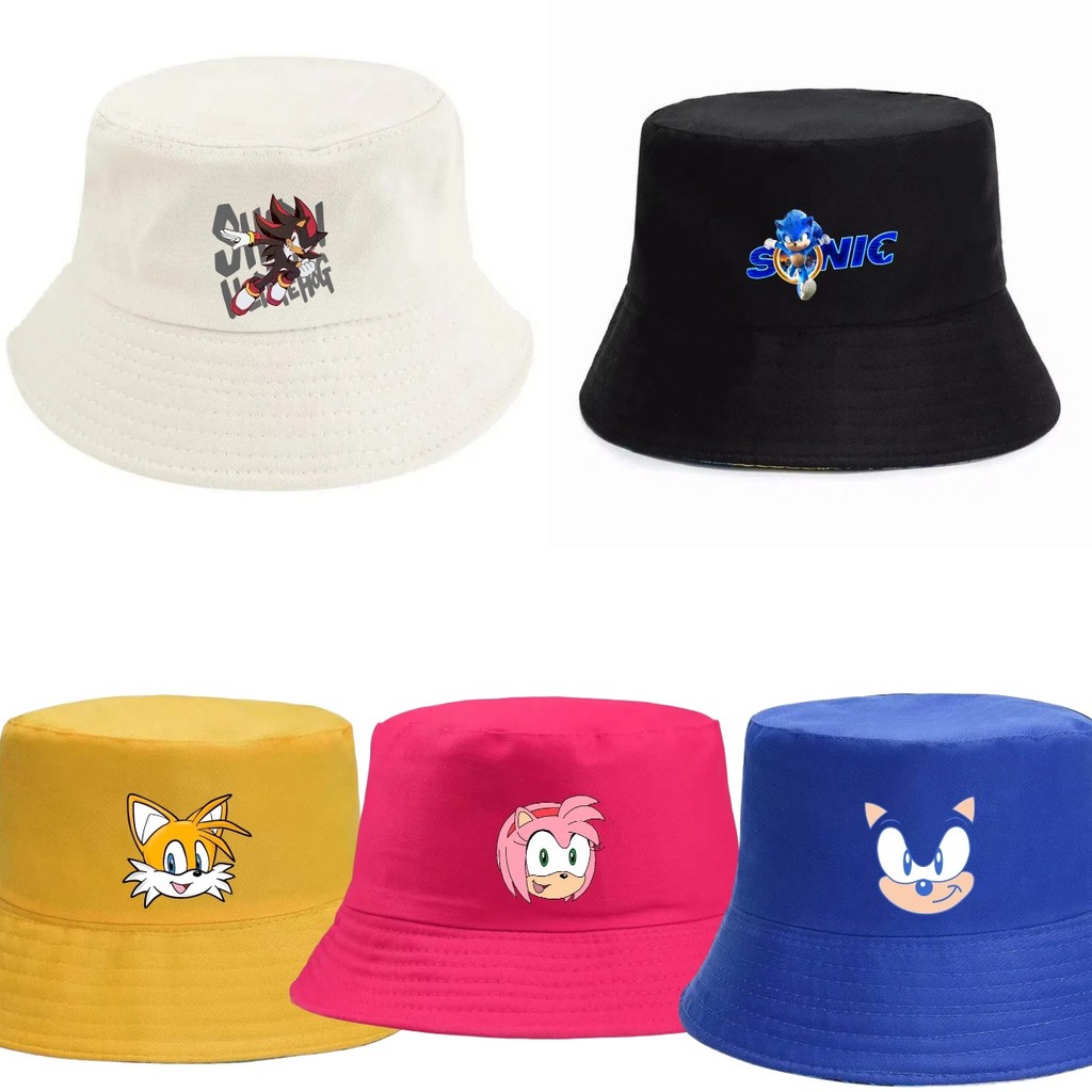 Sonic Bucket Hat Cartoon Printed Summer Fishing Hat Family Travel Beach ...