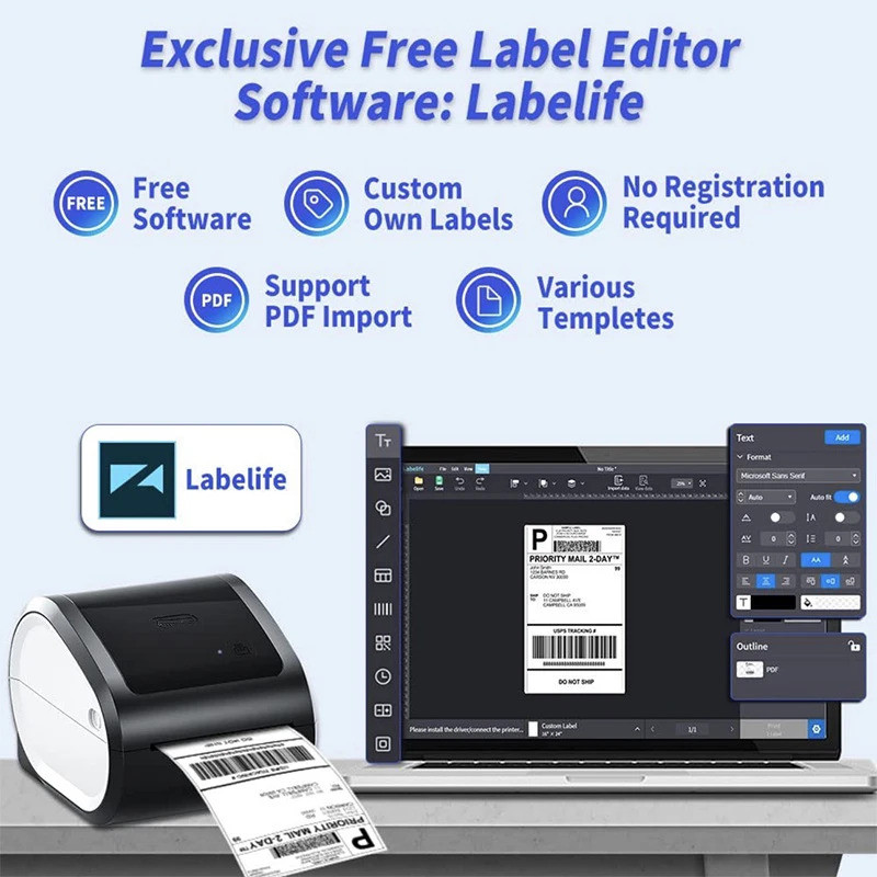 AIMO D520 Thermal Label Printer Wireless Bluetooth Portable Mobile ...