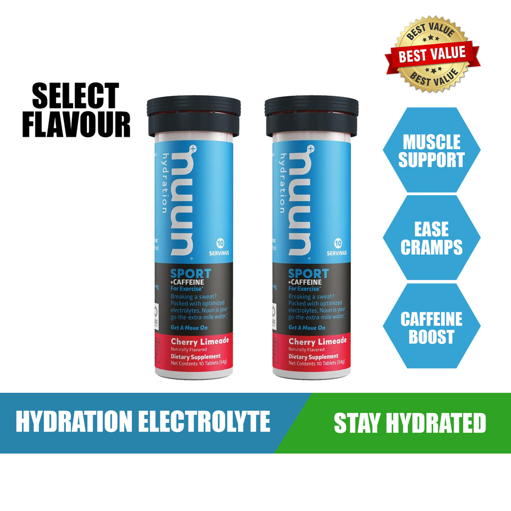 NUUN Sports With Caffeine Hydration Electrolyte Drink Tabs 2 Tube ...
