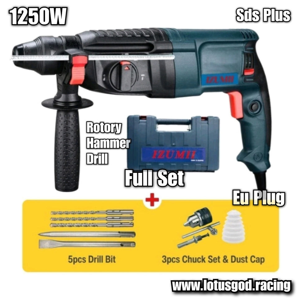1250w Izumii Wired 26mm Rotary Hammer Power Drill 900rpm SDS Plus 3 ...