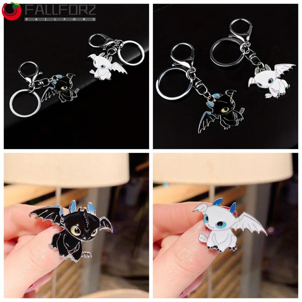 AFALLFOR Cartoon Toothless Dragon Keychain, Black & White Flying Dragon ...