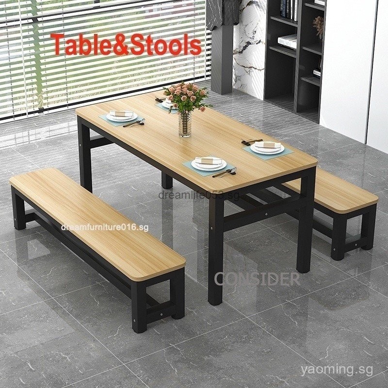 Study Dining Table And Chair Combination Wood Long Bench Stool Desks ...