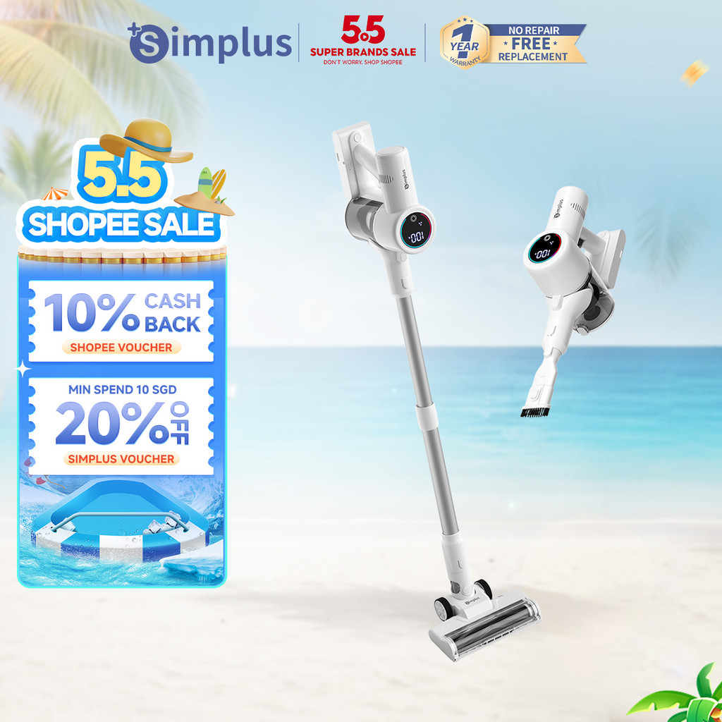 Simplus Smart Cordless Vacuum Cleaner 16000PA LED Light 5 Layers Filter System Wireless Handheld ...