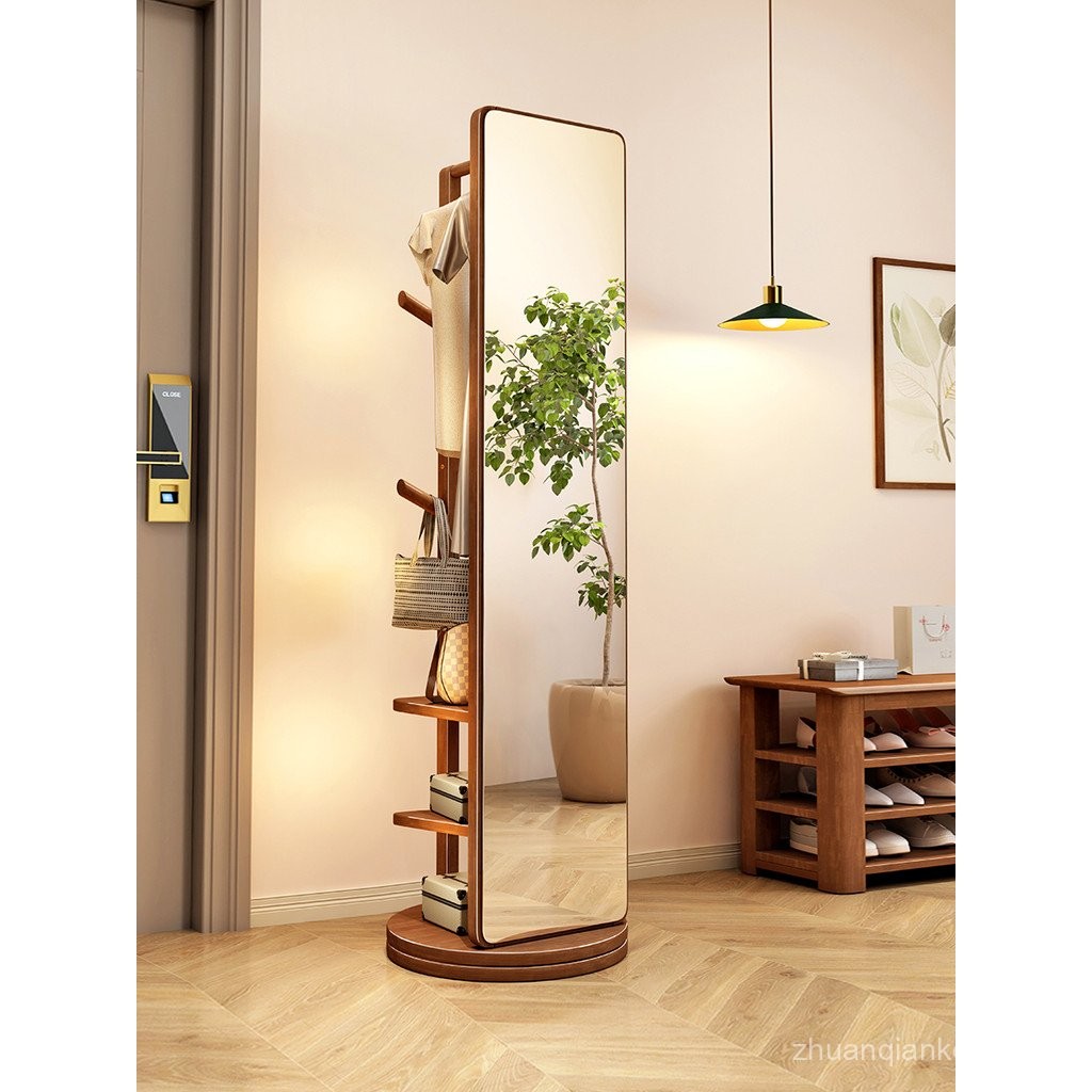 Solid Wood Full-Length Mirror Floor Home Dressing Mirror Bedroom ...