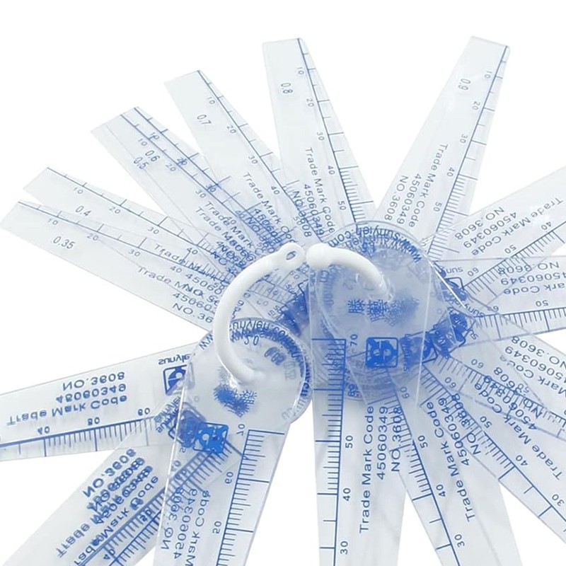 Plastic Feeler Gauge 0.05-2mm Thickness Measuring Tools 20 in 1 Feeler ...