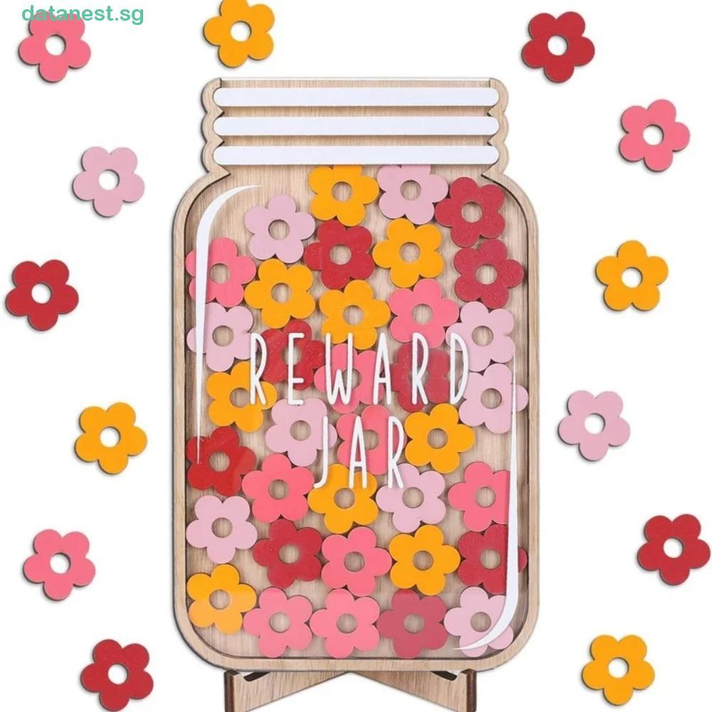 DATANEST Positive Behavior Rewards Jar, Wooden Cartoon Kids Star Reward ...