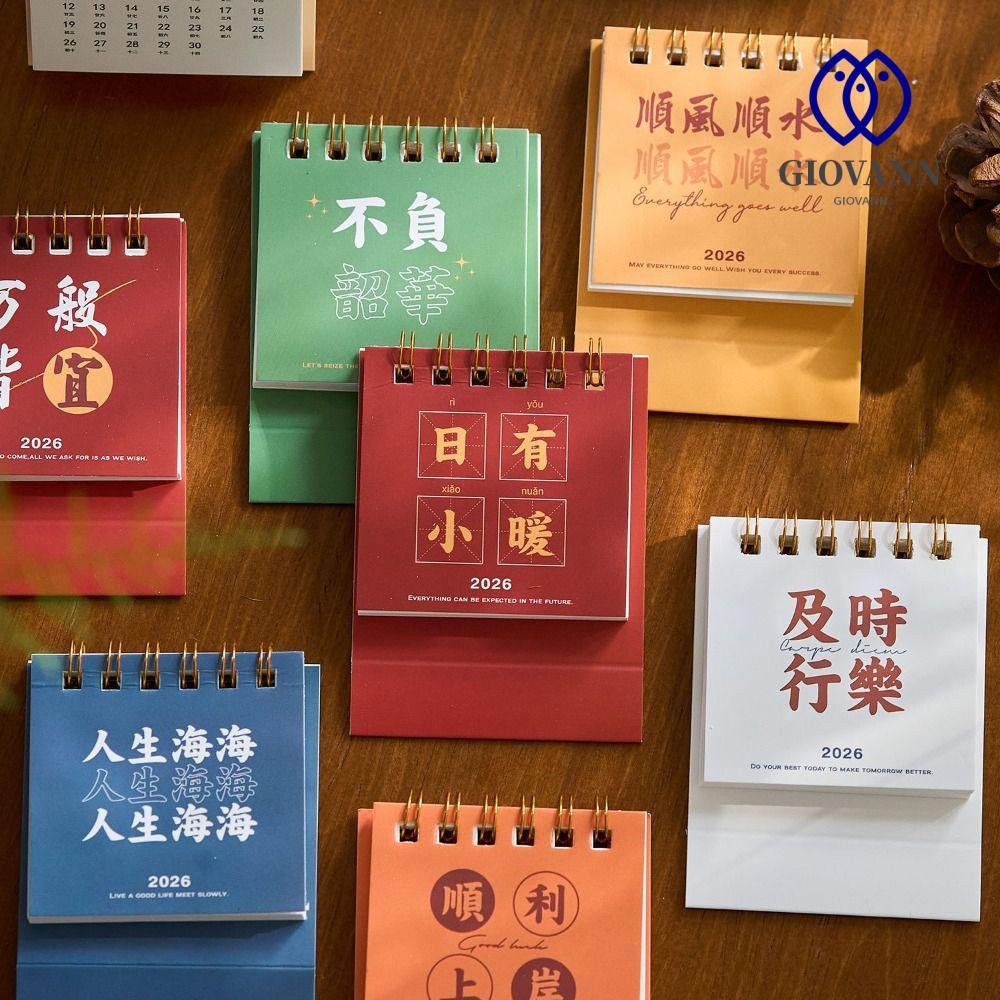 GIOVANNI 2026 Mini Desk Calendar, Solid Color Month Date Display Horse ...