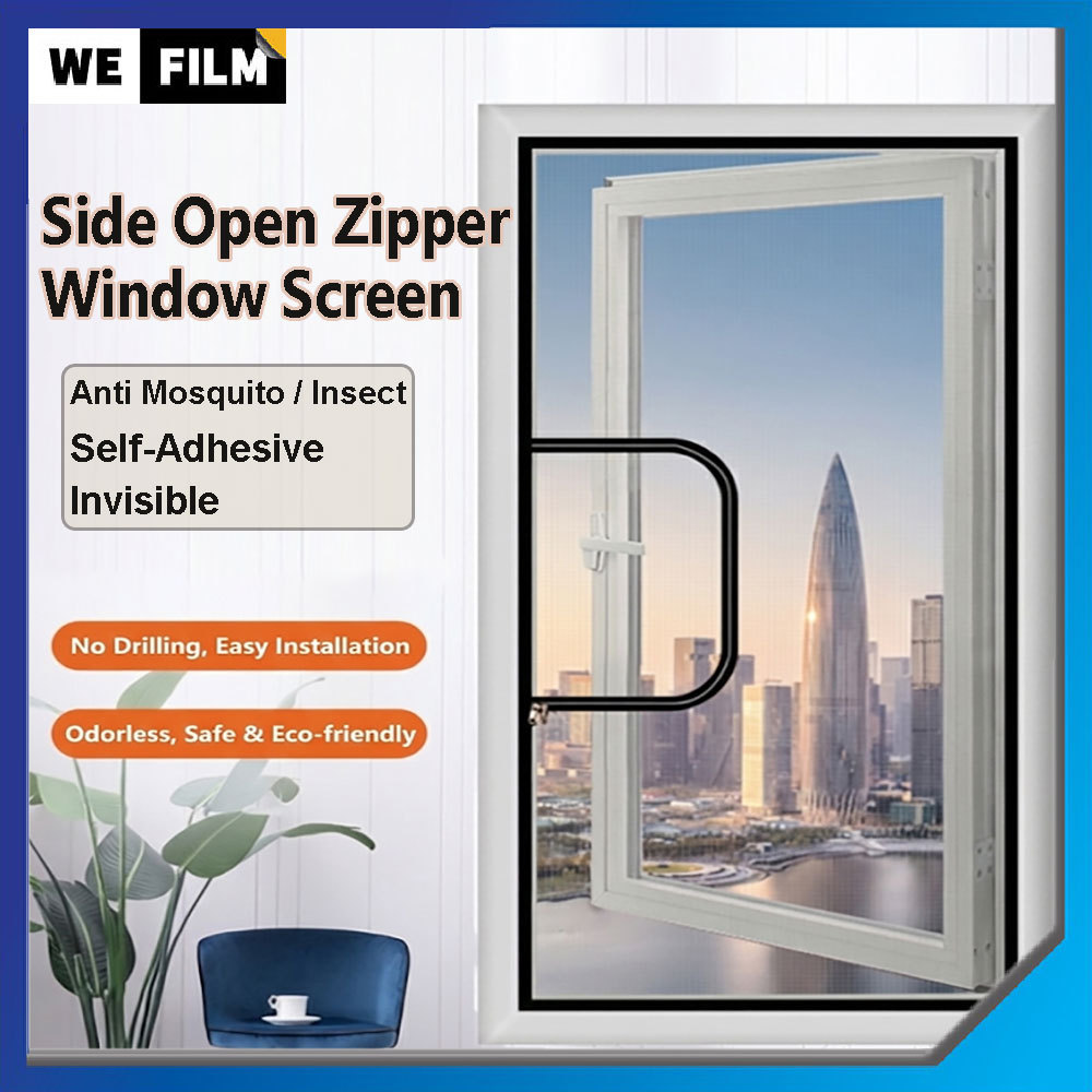 Self-Adhesive Mosquito Net with Zipper Easy Open Window Screen for ...