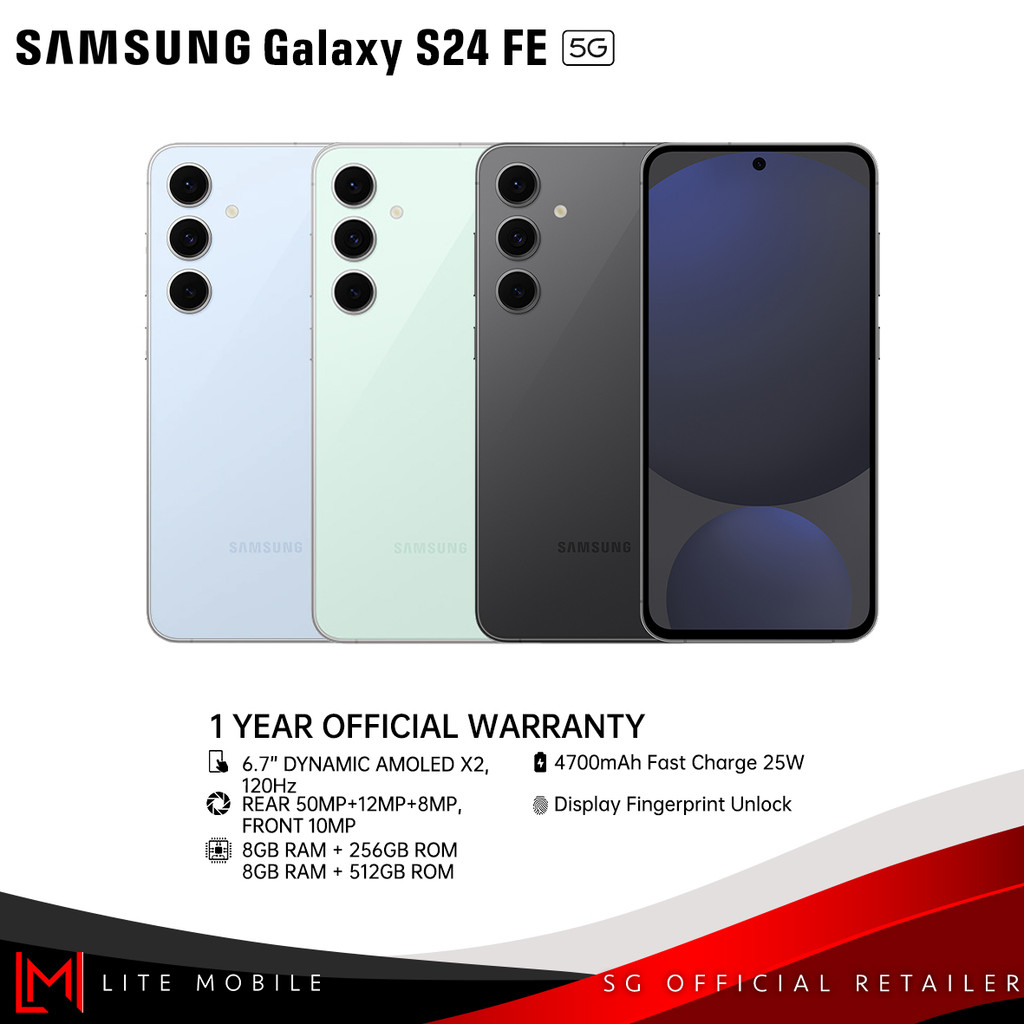 Samsung Galaxy S24 FE( Singapore Set) | 8GB RAM + 256GB /512GB ROM | 1 ...