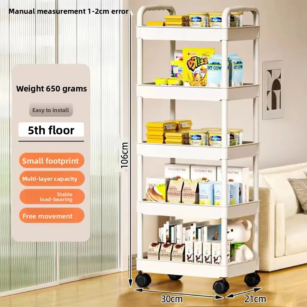 5 Tier Trolley Living Room Kitchen Trolley Storage Rack Shelf with ...