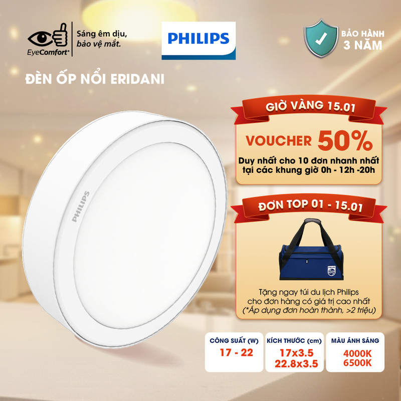 PHILIPS LED Eridani ceiling and surface lights protect eyes, high light ...