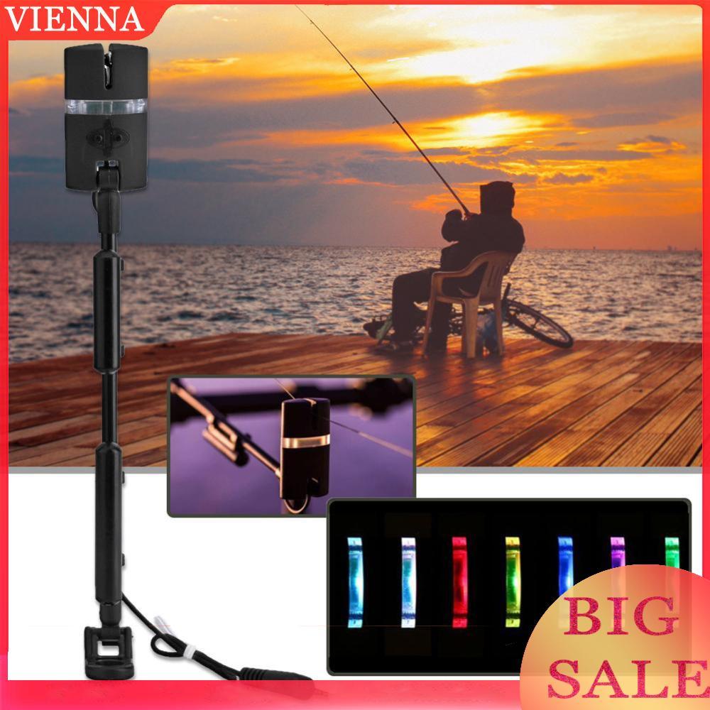 7 Color Indicator LED Carp Fishing Bite Alarm Set Fish Hard Rod Hanger ...