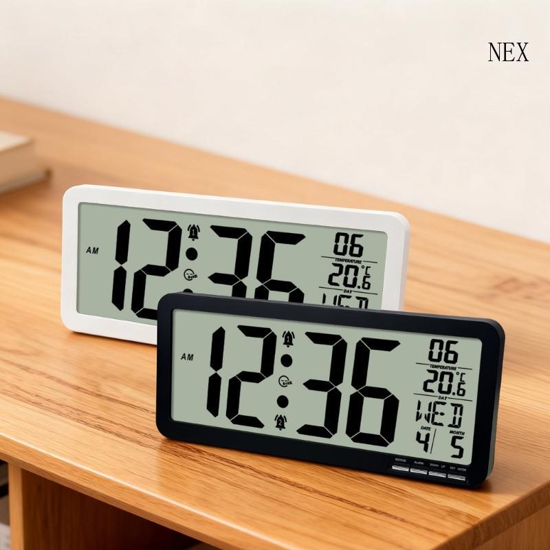 NEX Large LCD Screen Digital Wall Desk Clock Displays Time Date ...