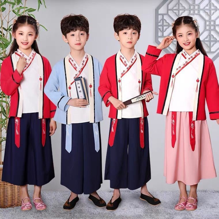 Children's Costume Hanfu Chinese School Uniforms Boys Girls Recitation ...
