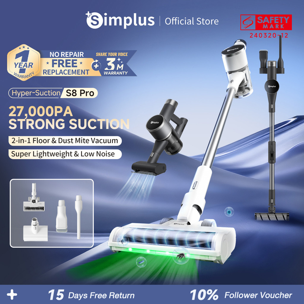 Simplus Vacuum Cleaner 24000Pa Dust Mite Remover Suction 100000rpm ...