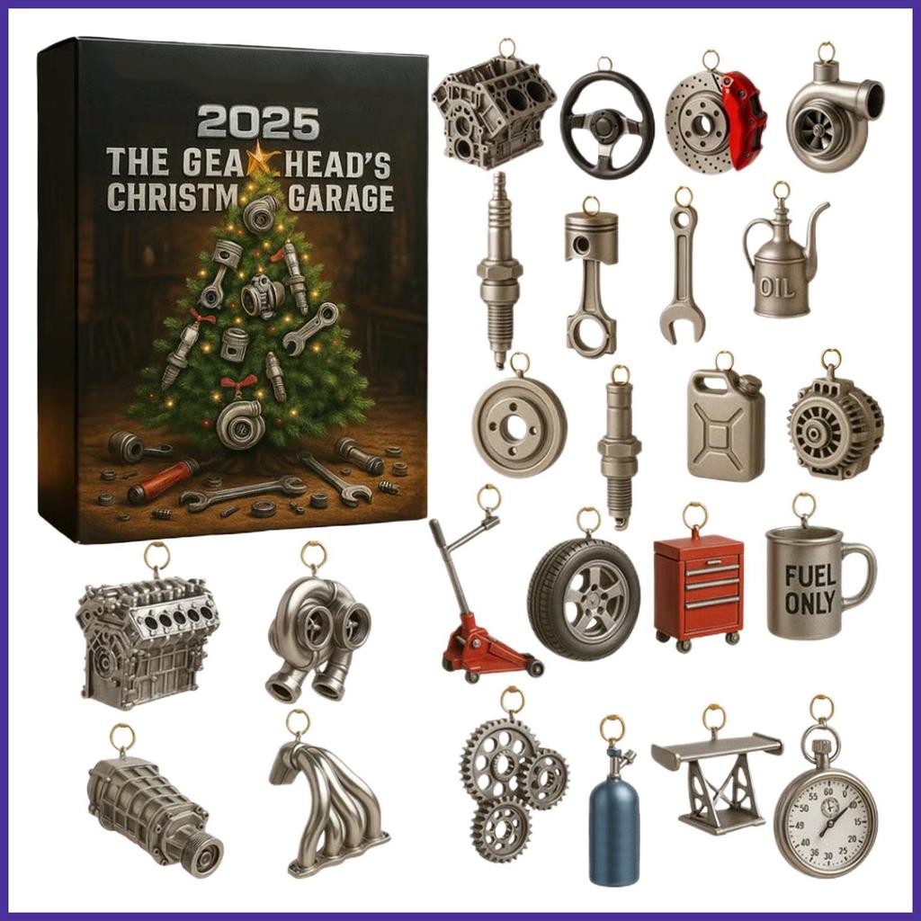 Christmas Advent 2025 2D Acrylic Auto Part Tools Ornaments 24 Days ...