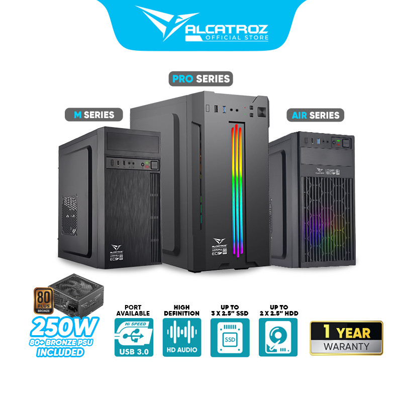Alcatroz Azzura Millenia Eco RGB MATX Compact PC Desktop Case PSU PC ...