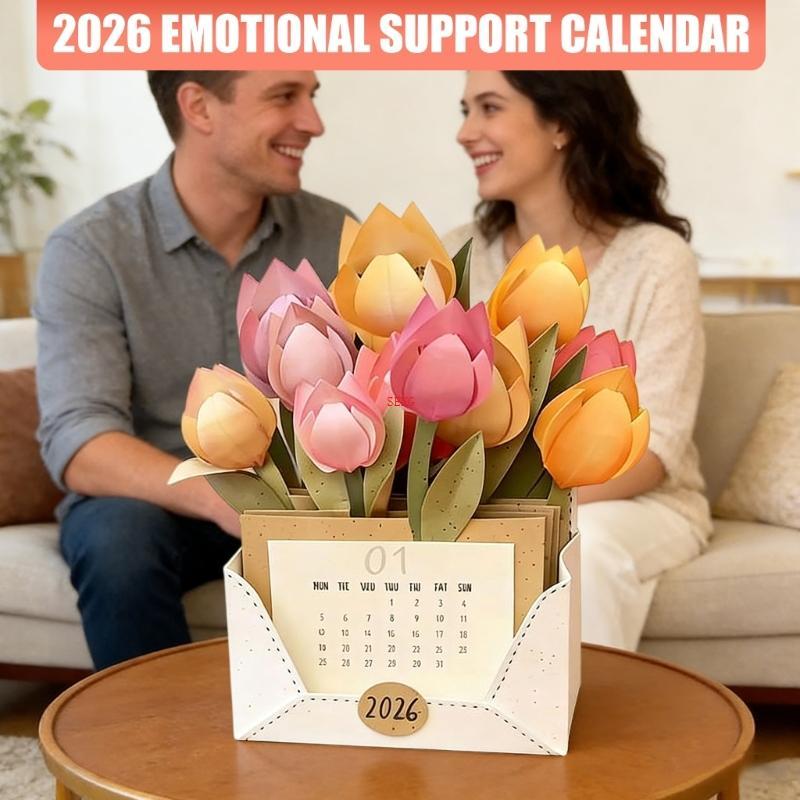 SE 2026 Emotional Support Calendar Handmade Paper Flower Calendar for ...