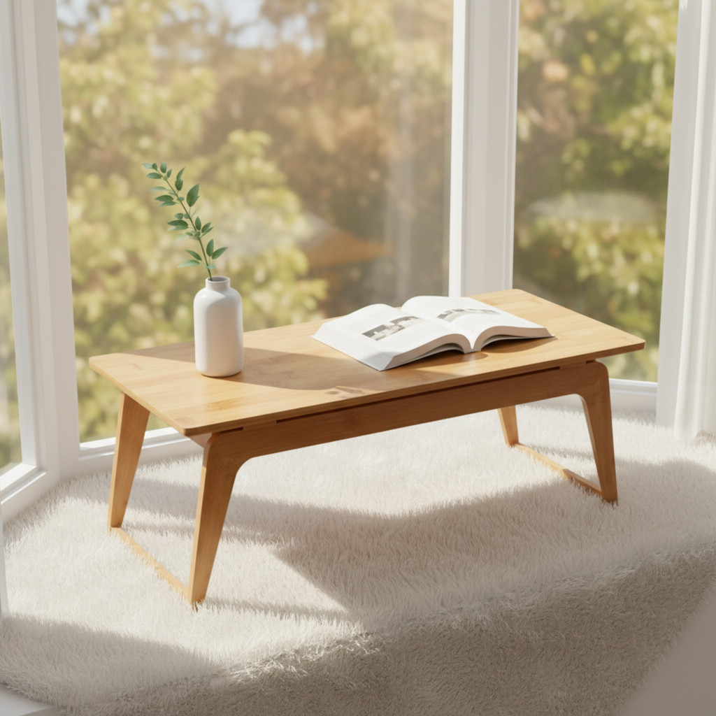 [Direrxa] Small Coffee Table Sofa Table Foldable Rectangle Bamboo ...