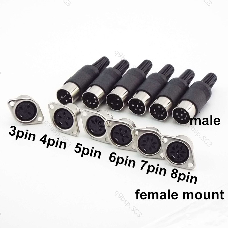 DIN Audio Adapter 3/4/5/6/7/8 Pin DIN Male Female Plug with Plastic ...