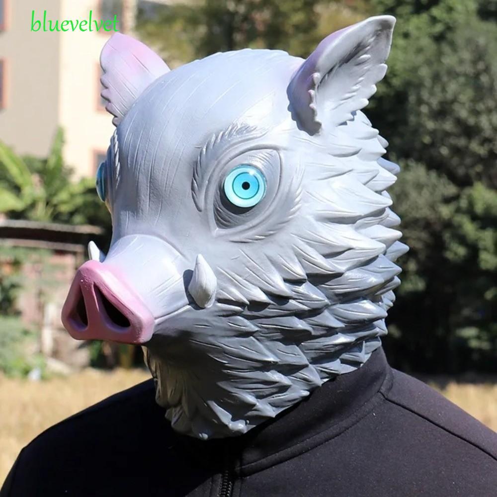 BLUEVELVET Hashibira Inosuke Cosplay Mask, Full Head Demon Slayer Latex ...