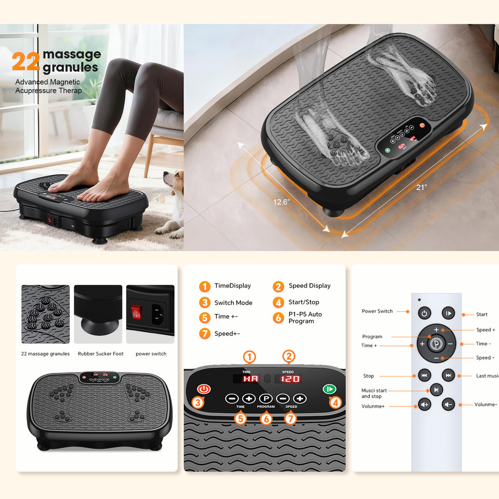 Vibration Plate Exercise Machine 120 Adjustable Speeds Shake Plate ...