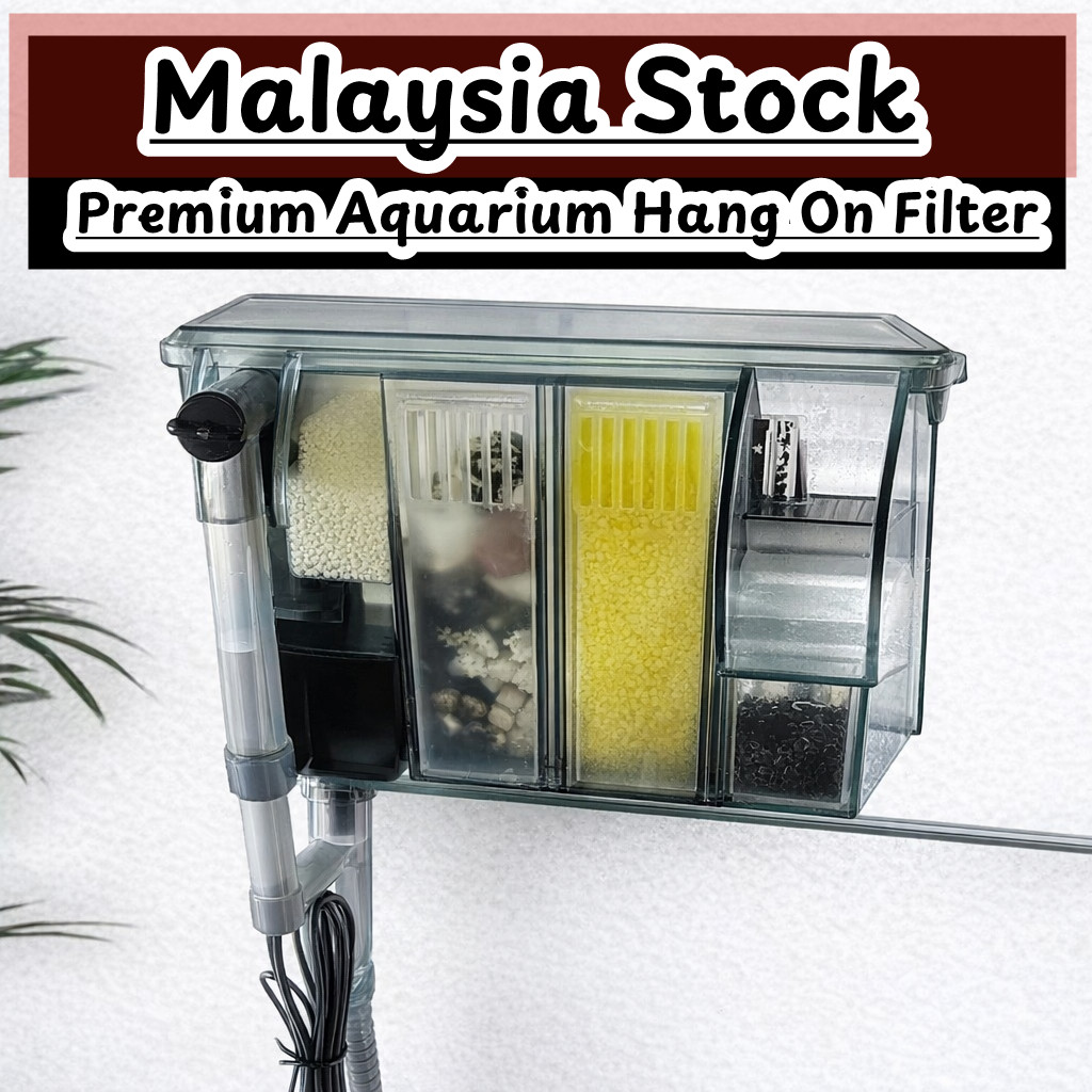 [PREMIUM] Aquarium Wall Hang On Filter Fish Tank 3-In-1 Silent Filter ...