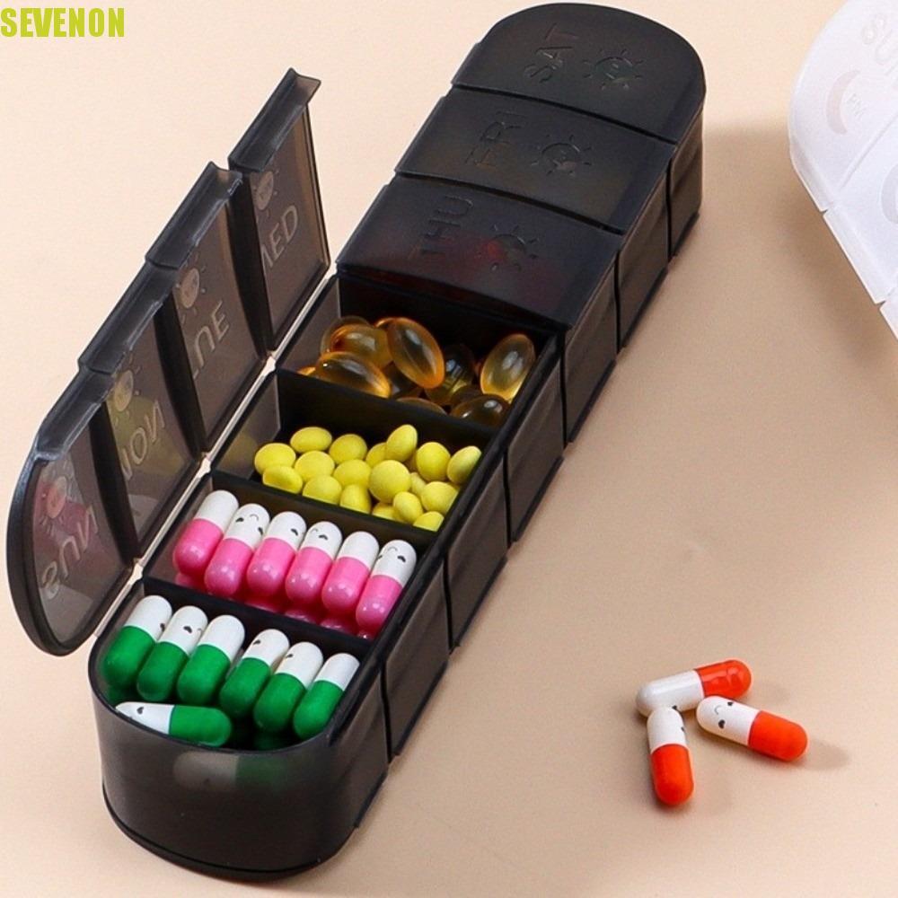 SEVENON Vitamin Pill Case, 7 Days 14 Grid Weekly Pillbox Tablet Holder ...