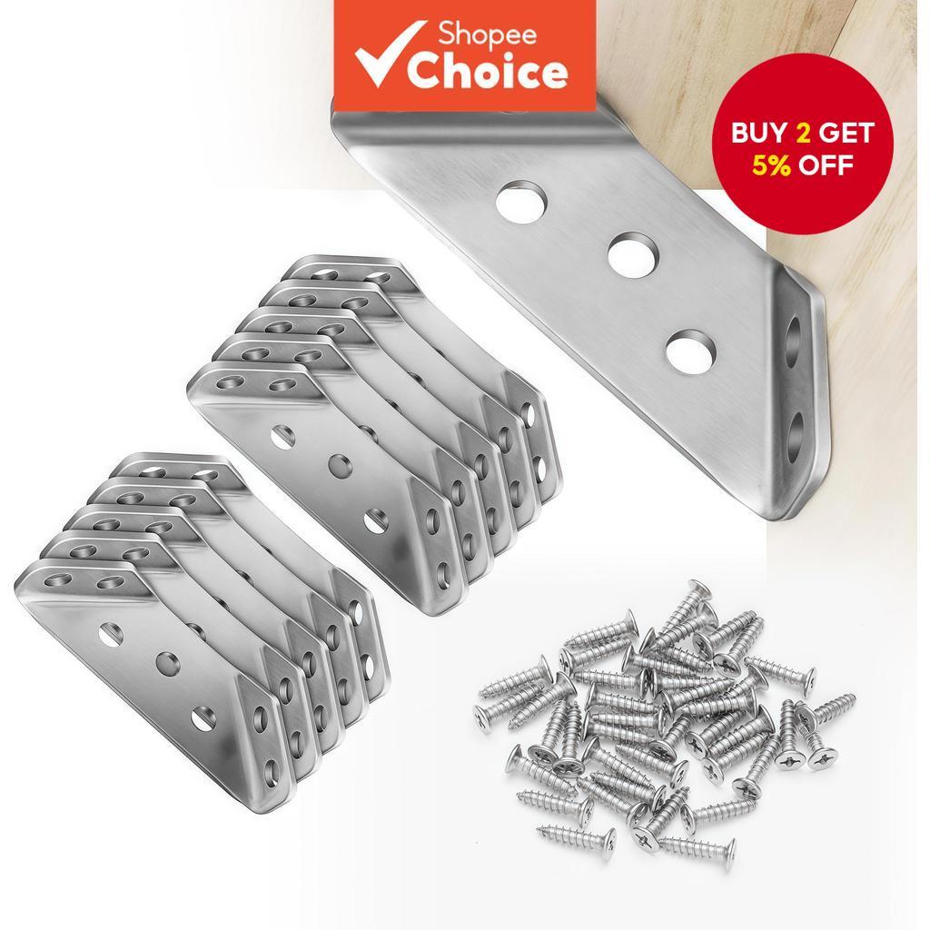 Steel Corner Brackets with Screws – 10 Sets of Universal L-Shaped ...