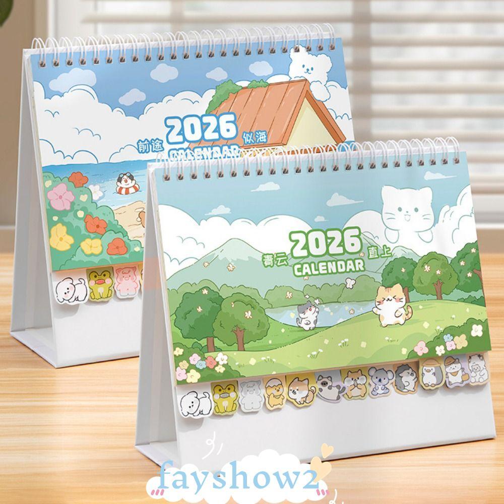 FAYSHOWS 2026 Desk Calendar, Cartoon Animals Memo Notes Tabletop ...