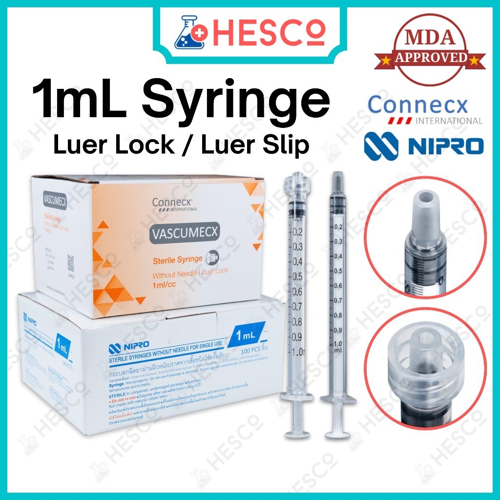 Syringe Picagari 1ml Luer Slip / Luer Lock 100pcs — Sterile Disposable ...