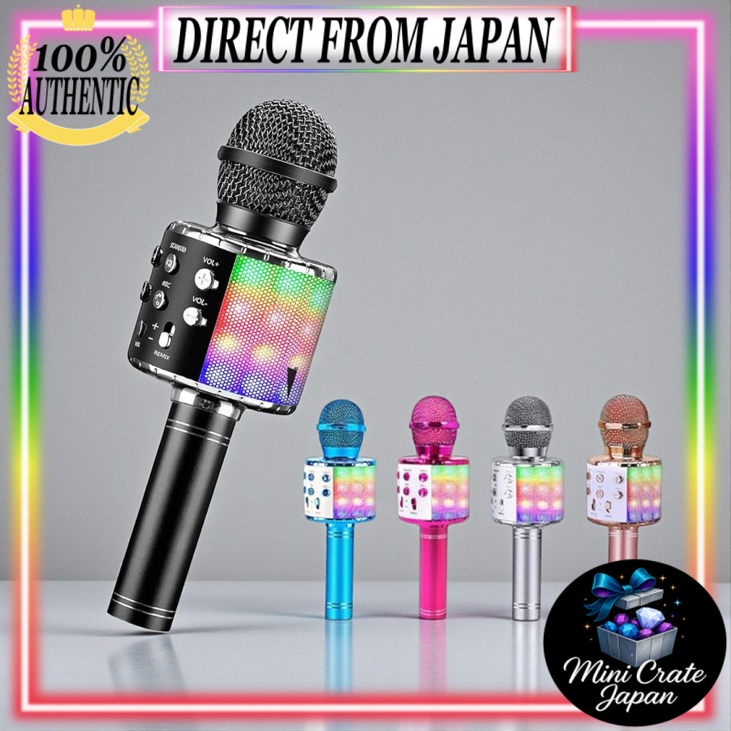 Bluetooth Karaoke Microphone Wireless Speaker LED Light Portable Party ...