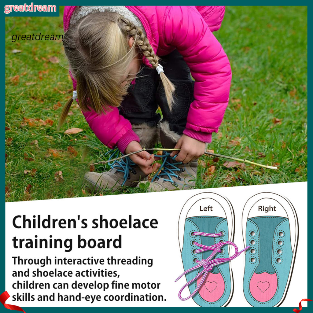 greatdream| Preschool Shoe Tying Board Interactive Shoe Lace Threading ...