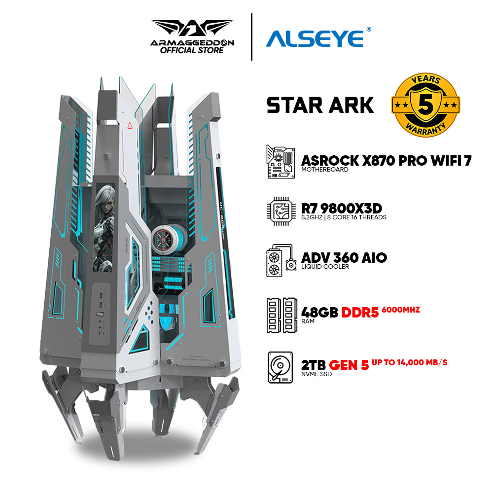 Alseye Star Ark RTX 5080 Customise PC Desktop Futuristic Gaming Acyclic ...