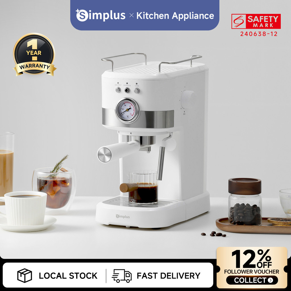 Simplus Kit Coffee Maker丨15 Bar High Pressure丨Dual Cup丨1.2L Tank丨Auto ...