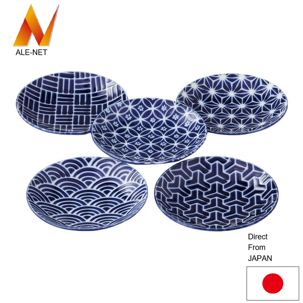ALE-NET Japanese tableware small plate set Aizome-Koubou Edokomon Set ...