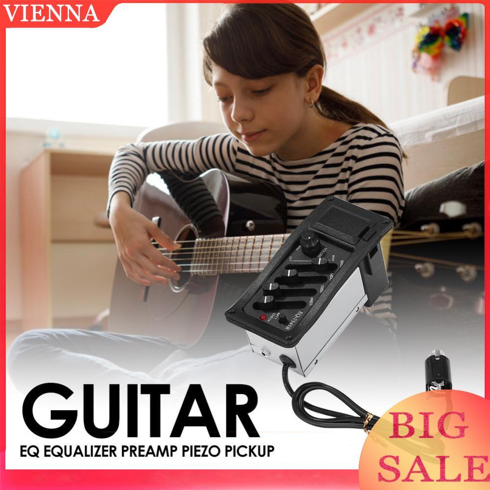 EQ-7545R Guitar Pickup Set 9V Alkaline Battery 4 Bands EQ Preamp Piezo ...