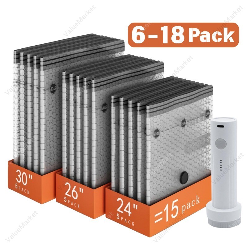 Reusable Travel Storage Bags Set with Wireless Pump, Portable Space ...
