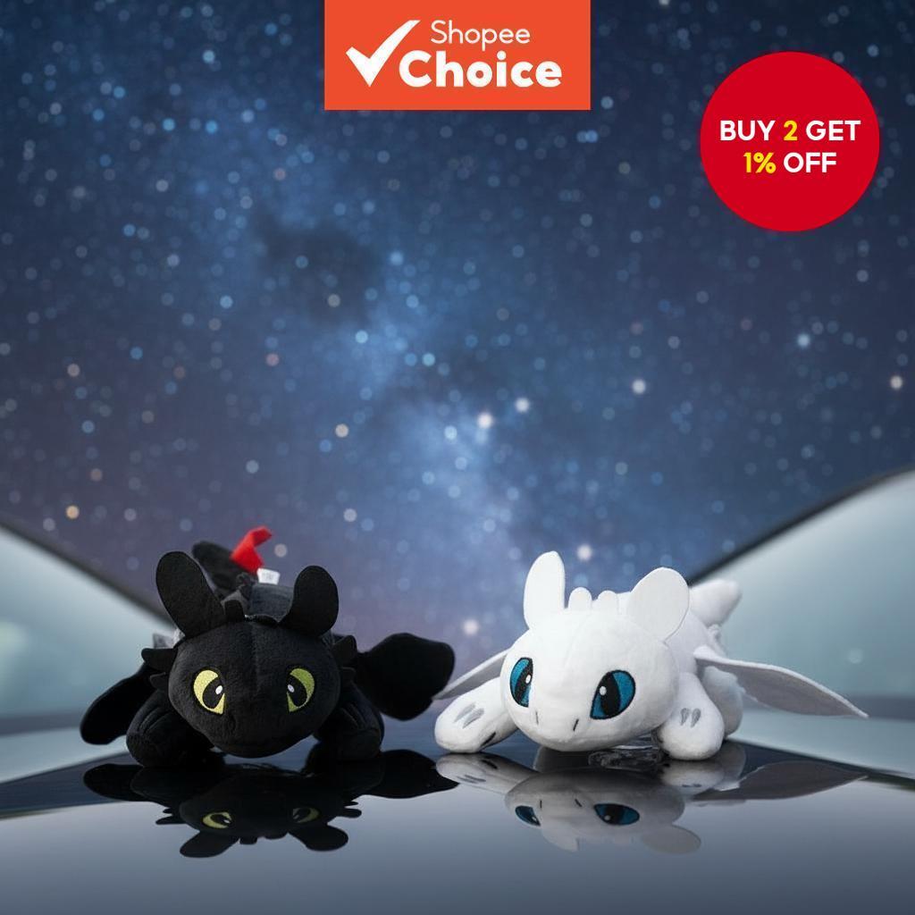 Dragon-themed car accessories with a Toothless dragon doll for helmet ...