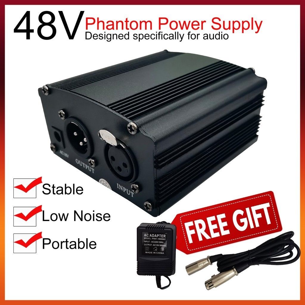 48V Phantom Power Supply with 18V power supply ( Free XLR Male To ...