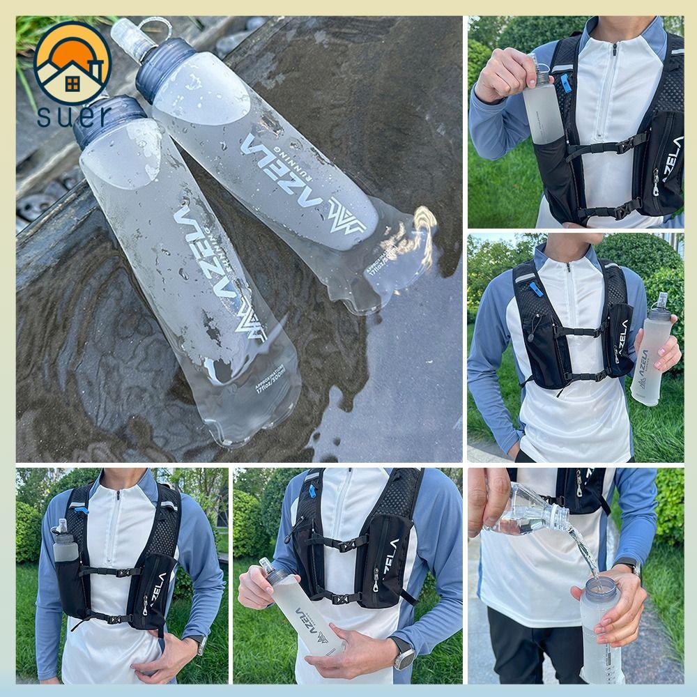 SUERHD 250/500ml Sport Water Bottle, Folding Portable Soft Water Bag ...